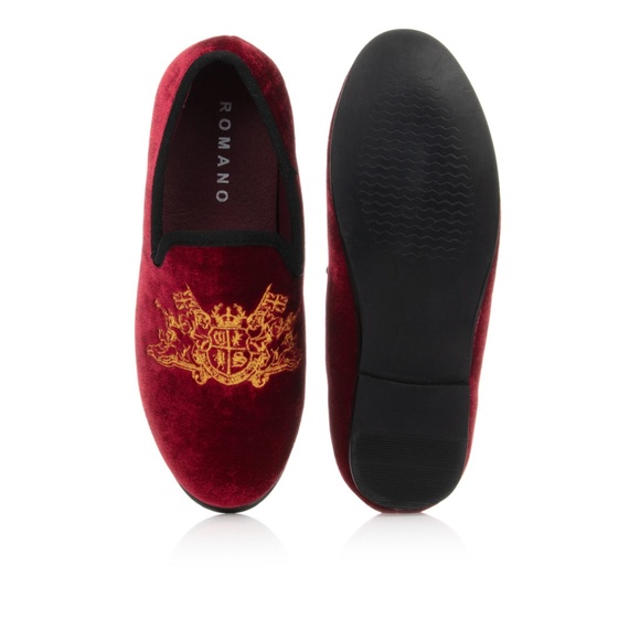 Shoes | Romano Red Velvet Gold Crest Shoes | Poshmark